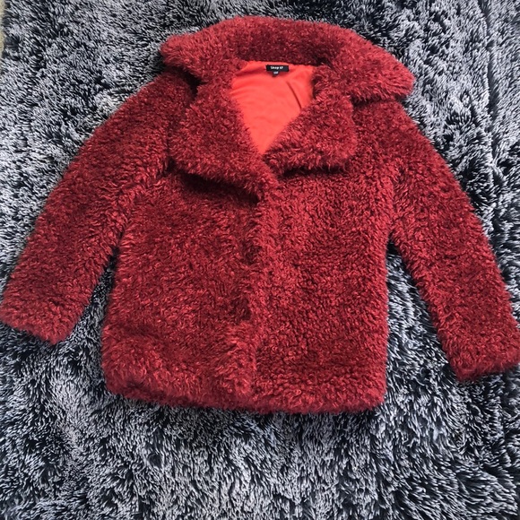 Jackets & Coats | Red Faux Fur Coat | Poshmark
